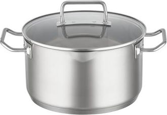 Rösle EXPERTISO Kochtopf, Hochwertiger Universaltopf aus Edelstahl 18/10, 24 cm, Glasdeckel, Innenskalierung, induktionsgeeignet, spülmaschinengeeignet, Sil