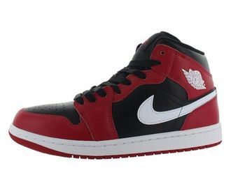 Nike Jordan Mens 1 Mid Black/White-Gym Red (DQ8426 061), Black White Gym Red, 42 EU