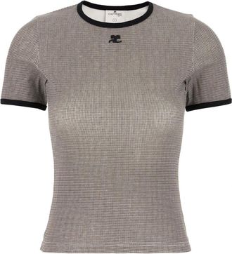 Courr&egrave;ges Femme, Tops, Multicolore, Taille: 40 FR T-Shirt Signature Contrast&eacute;