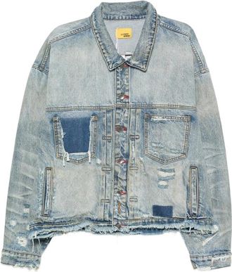Diet Starts Monday Distressed Patchwork Denim Jacket