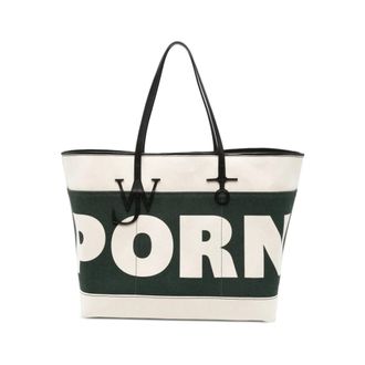 J.W.Anderson Homme, Sacs, Blanc, Taille: ONE Size XL Sac Cabas Ancre Toile & Cuir
