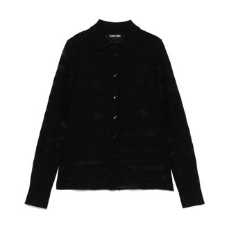 Tom Ford Schwarze- klassische Strickjacke mit Knopfleiste und Kragen - - Knitwear - Damen - Schwarzk - S