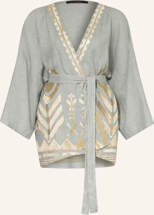 Greek Archaic Kori Damen-Kimono Aus Leinen grau