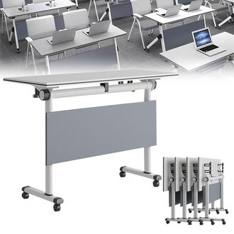 Generic Mobiler Konferenztisch, Moderner Quadratischer Wei&szlig;er Konferenztisch mit Rollen, Beweglicher Schreibtisch f&uuml;r Besprechungen Im Sitzungssaal