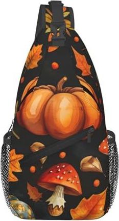 Generic Sacoche Homme Bandouliere Citrouille dautomne et champignons Multifonction Sac Bandouli&egrave;re Antivol Sac &agrave; Dos Militaire pour Homme Femme Cyclisme