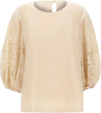 Max Mara Femme, Blouses et Chemises, Beige, Taille: 38 FR MstOrdine Lace-sleeve Top