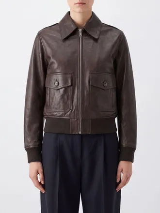 A.P.C. A. P.C. Blouson bomber en cuir de vachette avec col classique et zip