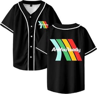 Generic ARC Raiders AreYouReady T-shirt de baseball col en V unisexe à manches courtes Streetwear, Noir, XXS