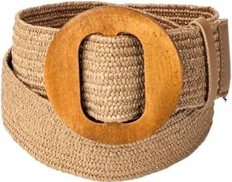 Generic Ceinture tissée élastique en paille pour femme - Ceinture de taille tendance pour femme - Ceintures bohème tissées, marron, 105 cm