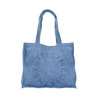 Stella McCartney unisex, Sacs, Bleu, Taille: ONE Size Embroidered Denim Tote