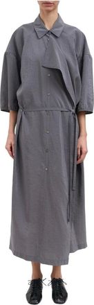 Christophe Lemaire Femme, Robes, Gris, Taille: 38 FR Abito Camicia Lungo in Seta
