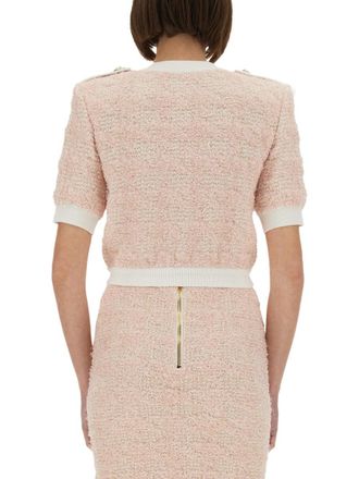 Balmain Tweed Cardigan - Pink