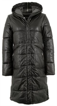 Jilani Lederjacke Evira Jilani - Damen Ledermantel Kapuze Lammnappa schwarz