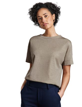 Street One Damen A322923 Glitzerndes T-Shirt, Safari beige, 40