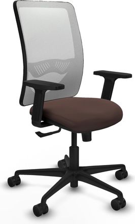 Piqueras y Crespo Zulema Arbeitsstuhl mit 2D-Armen, h&ouml;henverstellbare Lendenwirbelst&uuml;tze, ausgestattet mit Sincro 3 Positionen und Schneideschaum, Wei&szlig;/Dunkelbraun