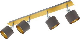 Eglo Deckenlampe Valbiano, 4 flammige Deckenleuchte, Deckenstrahler aus Metall und Textil, Flurlampe in Messing-Geb&uuml;rstet, Nickel-Matt, Cappuccino, Gold, S