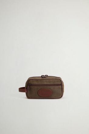 Woolrich Unisex Necessaire für die Reise aus gewachstem Gewebe aus reiner Baumwolle Grün Größe ONE