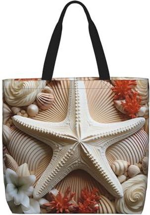 Generic Grande &Eacute;toile De Mer En Coquillage Sac Fourre-Tout Grand Sacs De Courses L&eacute;ger Sac A Main Femmes Pour Universit&eacute; Voyage Travail