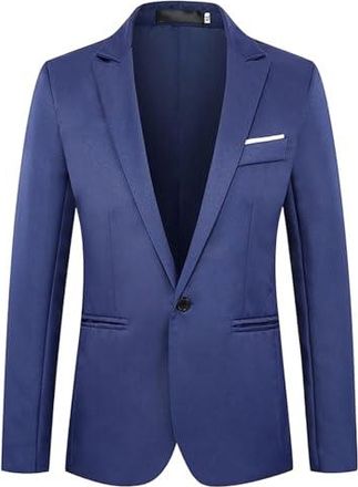 Generic Blazer d&eacute;contract&eacute; en Maille l&eacute;g&egrave;re pour Homme, Veste de Costume Sport &agrave; Deux Boutons, Bleu Royal, Taille 4XL