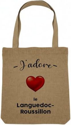 Fabulous Sac Shopping Tote Bag Aspect Lin - Jadore Le Langedoc Roussillon Region de France Montpellier - Sac de Courses Toile Epaisse 360g Beige Naturel Cabas 
