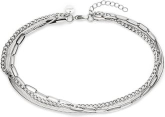s.Oliver Anklet - Elegante Fu&szlig;kette aus poliertem Edelstahl - silber - Panzerkette verstellbar bis 27 cm - wasserfest & hautfreundlich