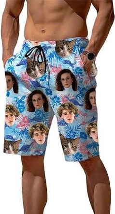 Generic Short de Bain Homme Personnalisable avec Photo Visage Boxer de Bain personnalis&eacute; Cadeau S&eacute;chage Rapide Slip de Bain Respirable Maillot de Bain Homme P