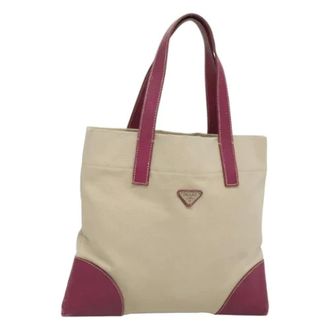 Prada Pre-owned Toile sacs-main - Femme - Pre-owned - Beige - Taille: ONE Size