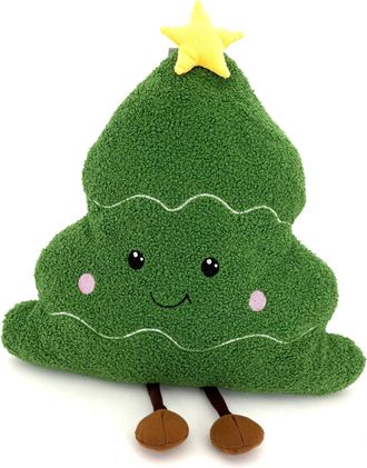 Heimtexland Dekokissen Weihnachten Formkissen Weihnachtsbaum mit Gesicht XL Kuschelkissen 50 cm Deko Weihnachtskissen Zierkissen Geschenk-Idee Weihnachtsdeko Kiss