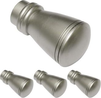 Gardinia Endst&uuml;cke f&uuml;r Gardinenstangen und Vorhangstangen mit &Oslash; 20 mm, 2 St&uuml;ck, Konus-Design, Metall, Silber-Satin (Packung mit 4)