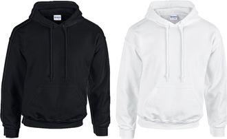 Gildan 2er Herren Kapuzenpullover Heavy Blend Set Hoodie Sweat M L XL 2XL 3XL 4XL 5XL in verschiedenen Farbsets & HLKauf-Block (1x Schwarz, 1x Weiss & 1x HLK