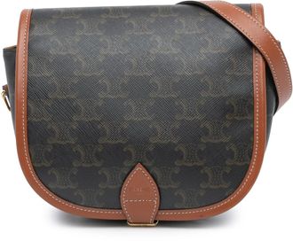 Celine Hobo Bags - Medium Triomphe Coated Canvas Folco Crossbody - Gr. unisize - in Braun - f&uuml;r Damen