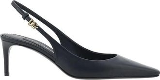 Dolce & Gabbana Femme, Chaussures, Noir, Taille: 37 1/2 EU Escarpins Slingback en Cuir avec Talon Aiguille