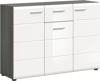 ebuy24 Salsa Sideboard 1 Schublade 3 T&uuml;ren wei&szlig; Hochglanz