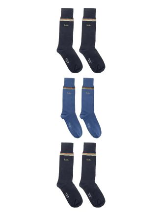 Paul Smith lot de trois paires de chaussettes à logo brodé - Bleu