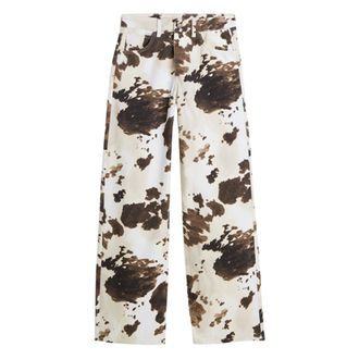 Summum Femme, Pantalons, Multicolore, Taille: 38 FR Baggy Straight Pant Cow Printed Twill