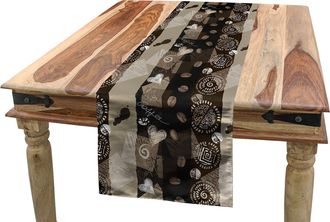 Abakuhaus Braun Tischläufer, Kaffee Typo Herzen Bohnen, Esszimmer Küche Rechteckiger Dekorativer Tischläufer, 40 x 225 cm, Braun