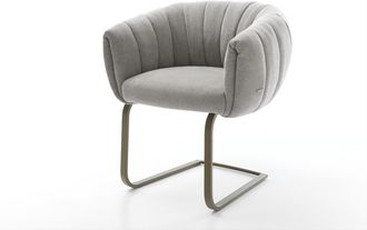 DELIFE Freischwinger Jada-Flex Strukturstoff Soft Grau Freischwinger flach Effektfinish Titan Taschenfederkern, Esszimmerst&uuml;hle