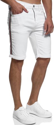 Indicode Herren Fife Jeans Shorts mit 5 Taschen | Herrenshorts Used Look f&uuml;r M&auml;nner Offwhite, L