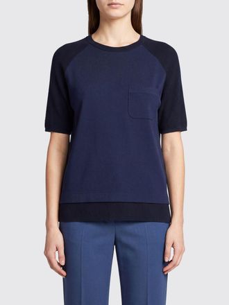 Max Mara T-shirt &agrave; col ras du cou en soie et cachemire avec poche plaqu&eacute;e
