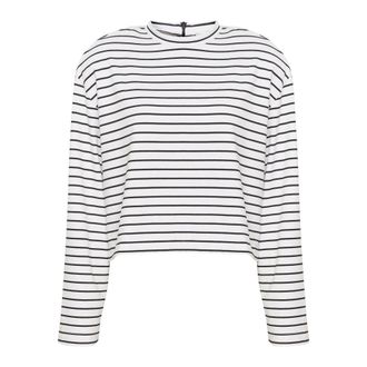 Gestuz Gestreiftes Cropped Top Schwarz Wei&szlig; - - Tops - Damen - Schwarzk - XS