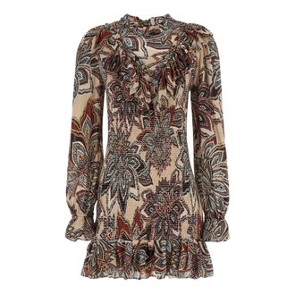 Farm Rio Tapestry Flowers Langarm-Minikleid - - Dresses - Damen - Mehrfarbig - XS