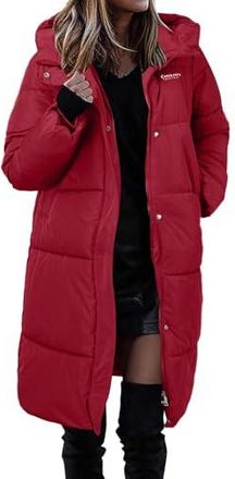 Generic 2026 Vestes pour femme Automne et Hiver Veste longue en duvet, bordeaux, XXL