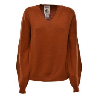 Semicouture Gerippter V-Ausschnitt Pullover - - Knitwear - Damen - Braun - M