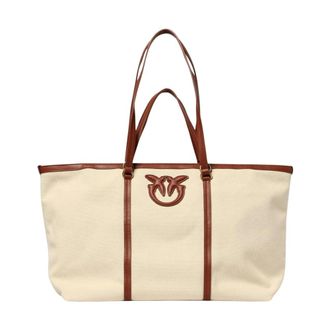 Pinko Pinko, Femme, Sacs, Beige, Taille: ONE Size Sac fourre-tout &eacute;l&eacute;gant en toile