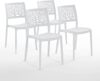 Siediti Fuori e Dentro Flora Stühle aus Kunstharz mit Glasfaser (4, Weiß)