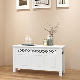 vidaXL Banc de rangement en style baroque pfdm blanc Vidaxl