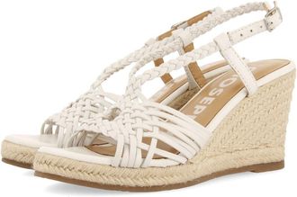 Gioseppo GLIDE Damen-Sandalen aus weißem Leder mit Riemen und hohem Keilabsatz aus Jute, weiß, 39 EU