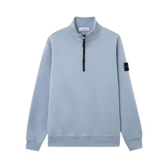 Stone Island Homme, Sweatshirts et sweats &agrave; capuche, Bleu, Taille: L Half Zip Sweater