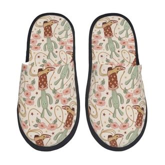 Generic Pantoufles De Voyage Bottes De Cowboy &Agrave; Fleurs Chaud Pantoufles En Coton Portative Chaussons Pour Chambre H&ocirc;tel Homme M