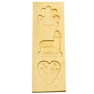 St&auml;dter Spekulatius Model 3 Motive, Ahornholz Pr&auml;geform f&uuml;r Springerle & Spekulatius, 9 x 25 cm, langlebiges Holzbackzubeh&ouml;r, zur Weihnachtszeit